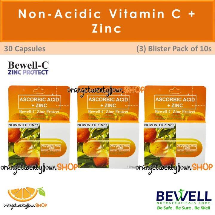 Bewell-C Zinc Protect Non-Acidic Vitamin C with Zinc 510mg (30 capsules ...