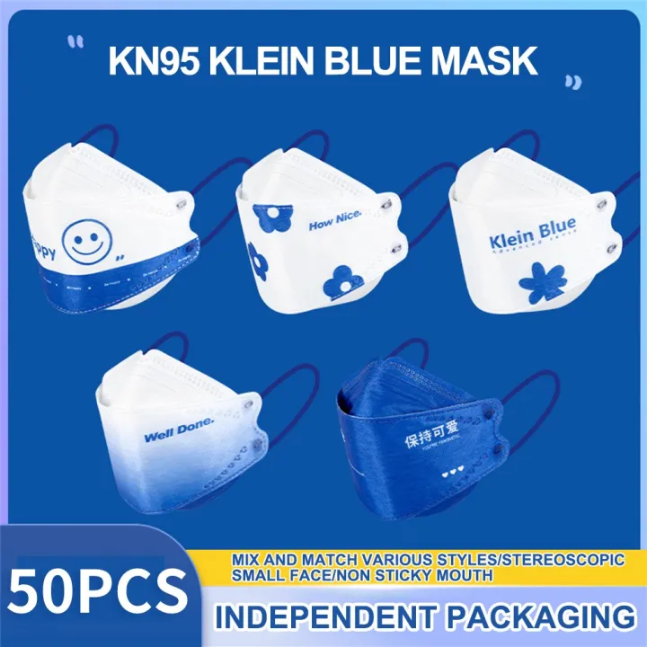 Hourser 50Pcs kf94 Klein blue face mask for men and women 4 Layer ...