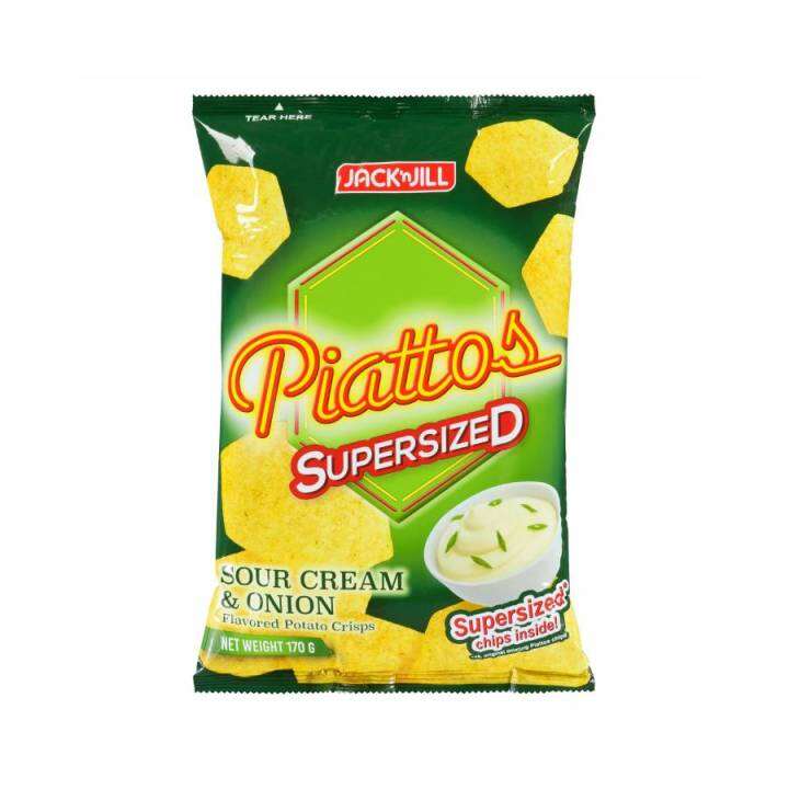Piattos Sour Cream & Onion Supersized Potato Crisps (170g) | Lazada PH