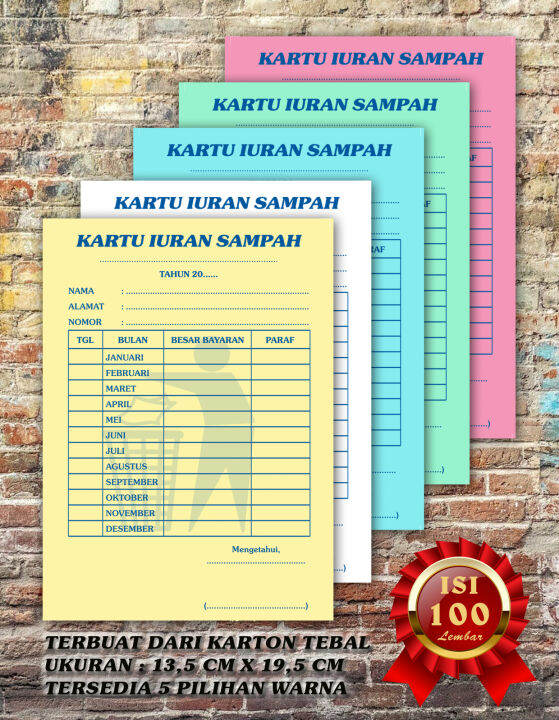 KARTU IURAN SAMPAH CUSTOM | Lazada Indonesia