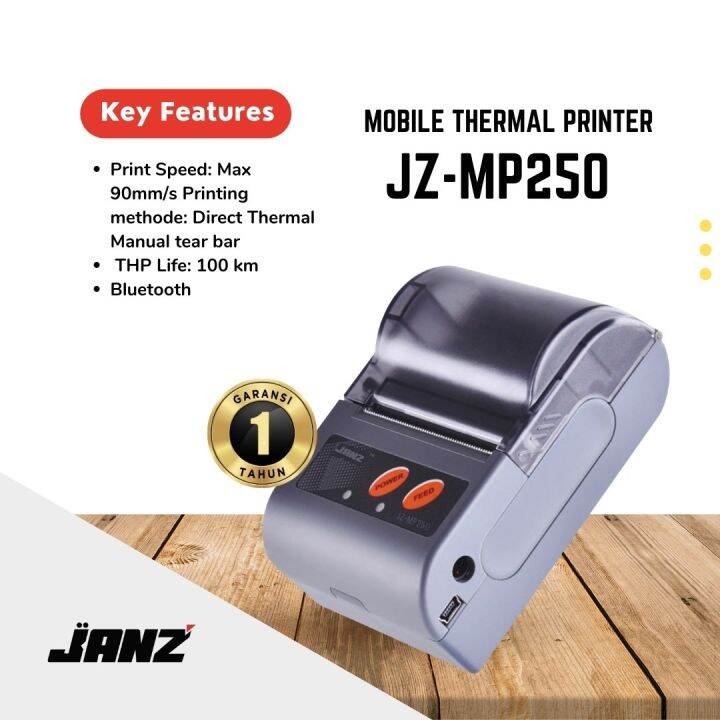 JANZ Mobile Thermal Printer Bluetooth JZ-MP250 | Lazada Indonesia