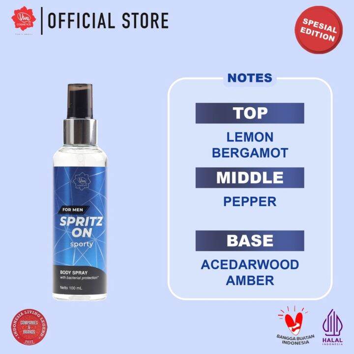Viva Body Spray Spritz On For Men with Antibacterial Active ...