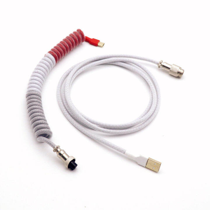 Custom Multiple Color Keyboard Coiled Cable L Shape Double Layer ...