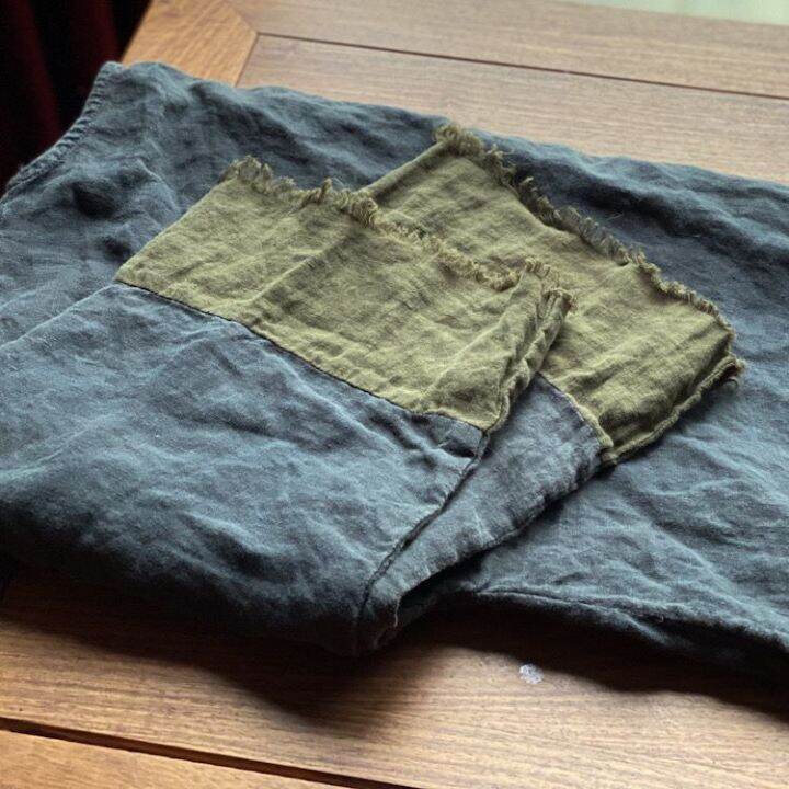 [COD]2022 ใหม่ Luocu Clay ป่าทำเก่าเกล็ดหิมะล้างผ้าลินินแท้หลวมเสื้อ ...