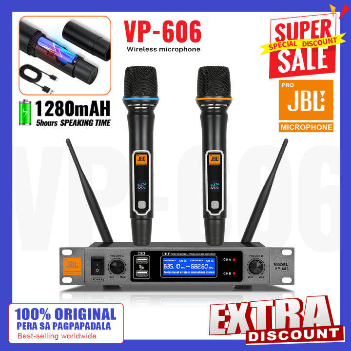 JBL VP-606 pinakabagong propesyonal na wireless handheld microphone receiver na may USB ...
