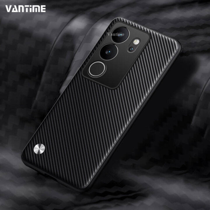 Vantime Case For Vivo V29 5g V29e 5g Matte Carbon Fiber Pu Leather