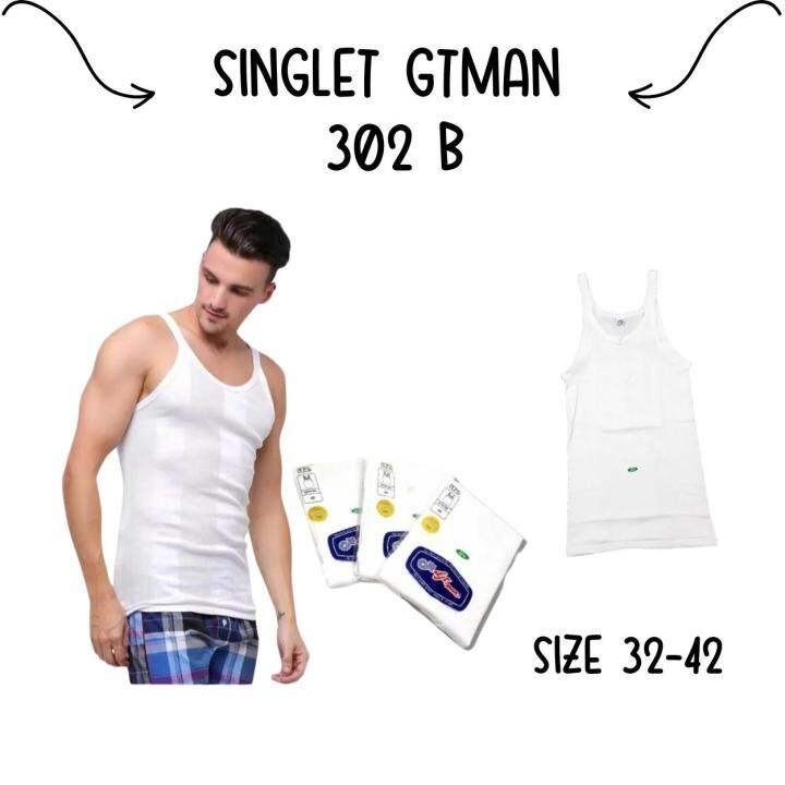 Singlet Pria GTMAN 302 Putih Polos 32-42 / Kaos Dalam GT-MAN 302B ...