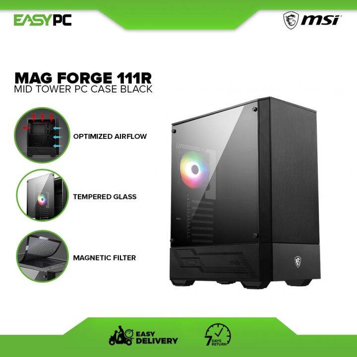 MSI MAG Forge 111R Optimized Airflow Magnetic Filter Tempered Glass Mid ...