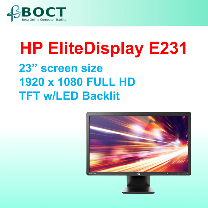 Refurbished HP EliteDisplay E231 / 23" screen size / Full HD / TFT w/LED Backlit / VGA ...