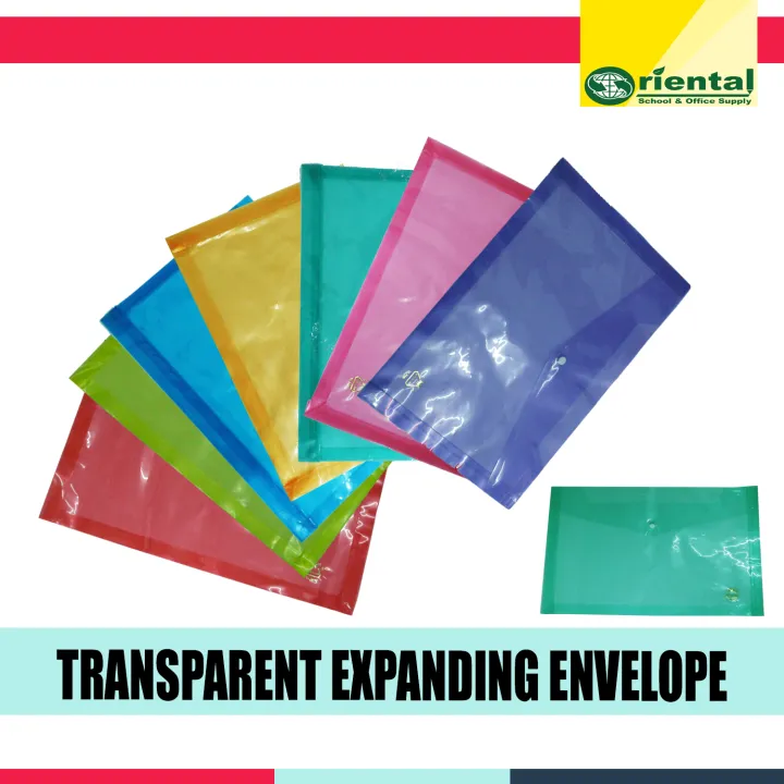 Short Colored Expanding Transparent Plastic Envelope Filing Document ...