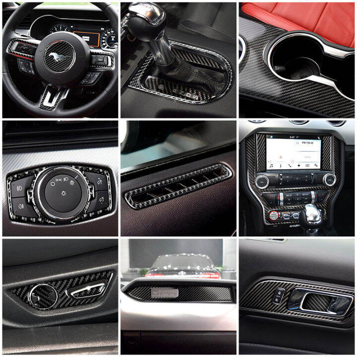 Full Set Carbon Fiber Interior Decoration Car Stickers For Ford Mustang ...