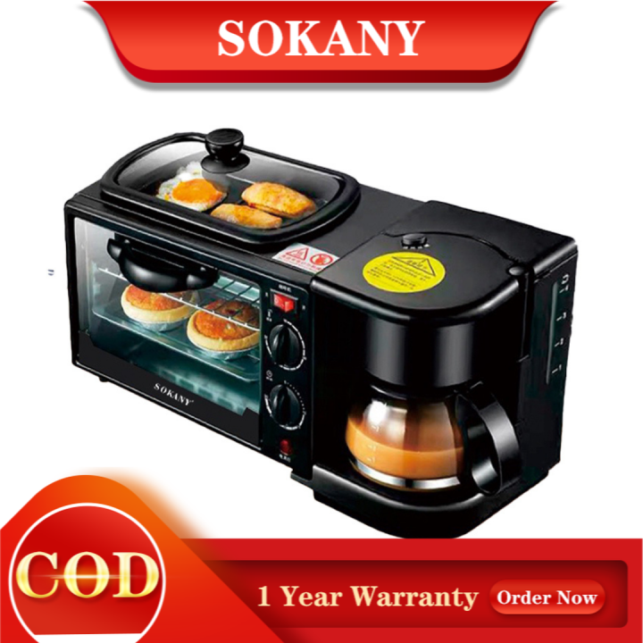 Sokany 3 in 1 Home Breakfast Machine Coffee Maker Electric Oven Toaster ...