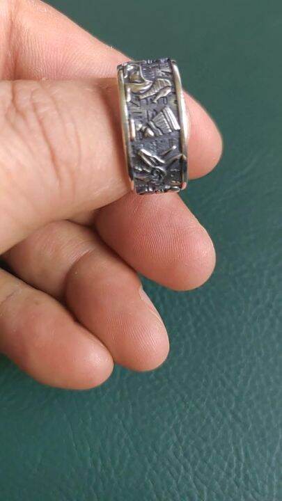 BOCAI S925แหวนเงินแท้2022แฟชั่นใหม่เทพเจ้าของอียิปต์บรรเทา Argentum พังก์ครอบงำเครื่องประดับมือ ...