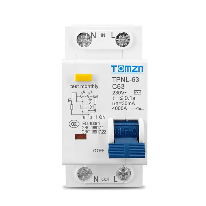TOMZN TPNL DPNL 230V 1P+N Residual Current Circuit Breaker with over ...