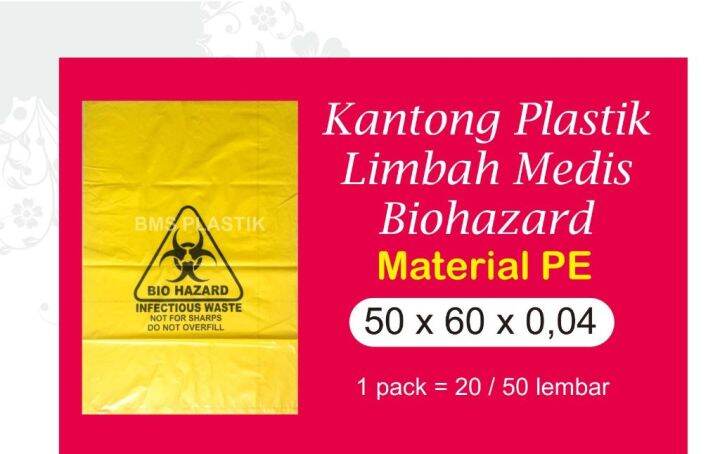 Plastik Sampah Infeksius - Limbah Medis B3 Logo BIOHAZARD 50 x 60 ...