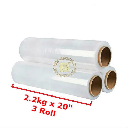 1.6kg ( New ) x 20 inch ( 500mm ) x 3 roll Stretch Film Plastic ...