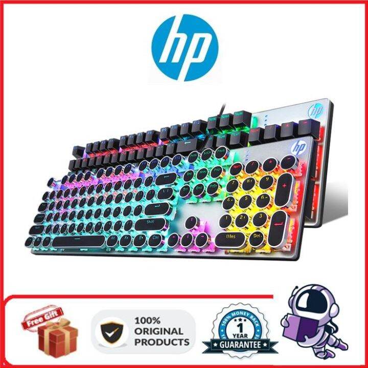 ~ HP GK400Y mechanical keyboard, retro steampunk buttons, RGB lighting ...
