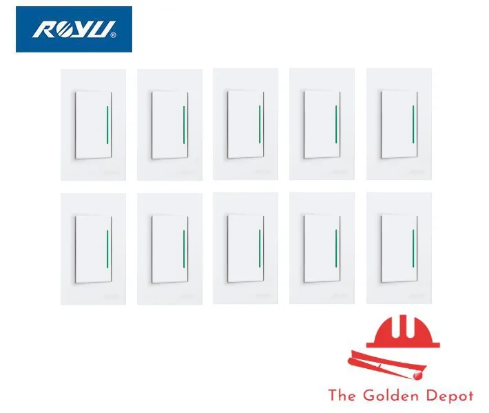 Royu 1 Gang/One Way Switch with Reflector (Wide Series) WD511 Set of 10 ...
