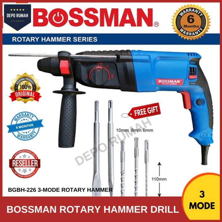 BOSSMAN 900W BGBH-226 3 MODE ROTARY HAMMER DRILL GERUDI UNTUK TEBUK ...