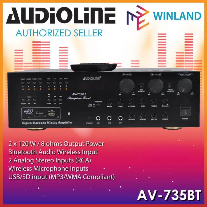 AUDIOLINE by Winland Digital Karaoke Mixing Power Amplifier AV-735BT * WINLAND * | Lazada PH