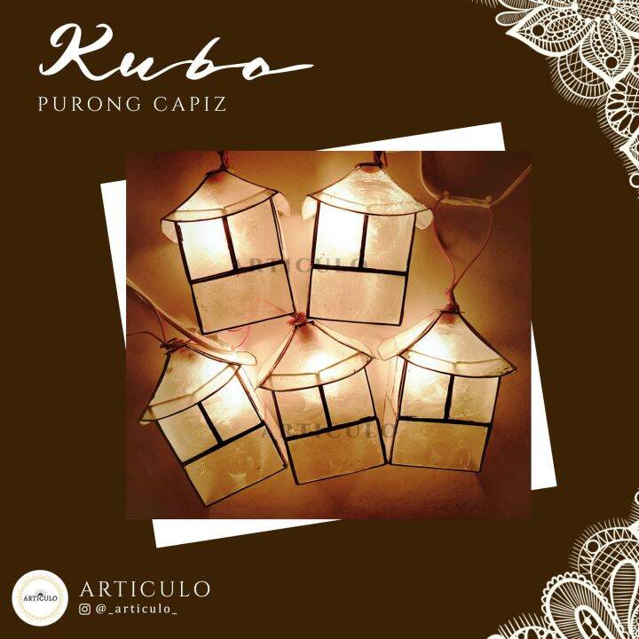 ARTICULO capiz light: 6inch KUBO ( authentic capiz hut WITH LIGHTS in ...
