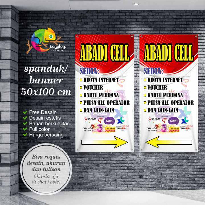 Spanduk Banner Plang Toko Konter, Depan Belakang | Lazada Indonesia