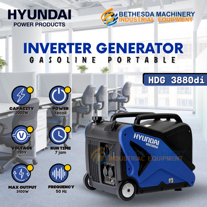 Genset Portable Hyundai 2800 Watt Inverter Generator silent HDG 3880di ...