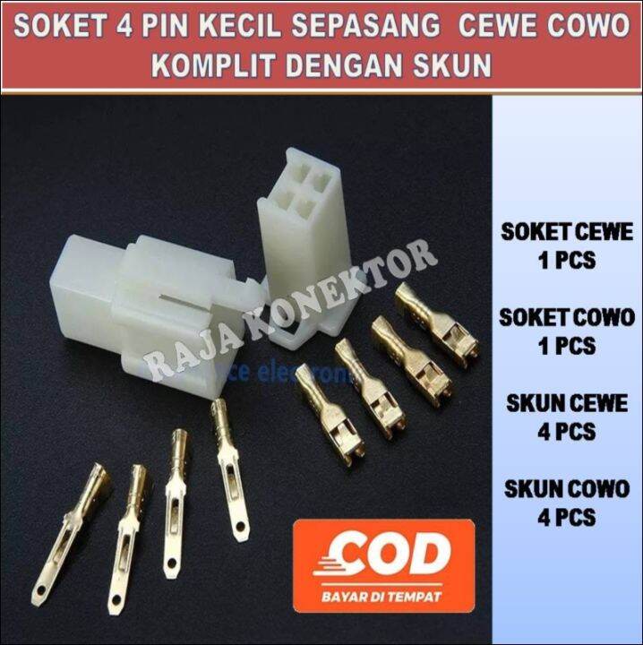 ( Isi 5 set ) Soket 4 Pin Kecil Set Original Komplit Dengan Skun Bahan ...