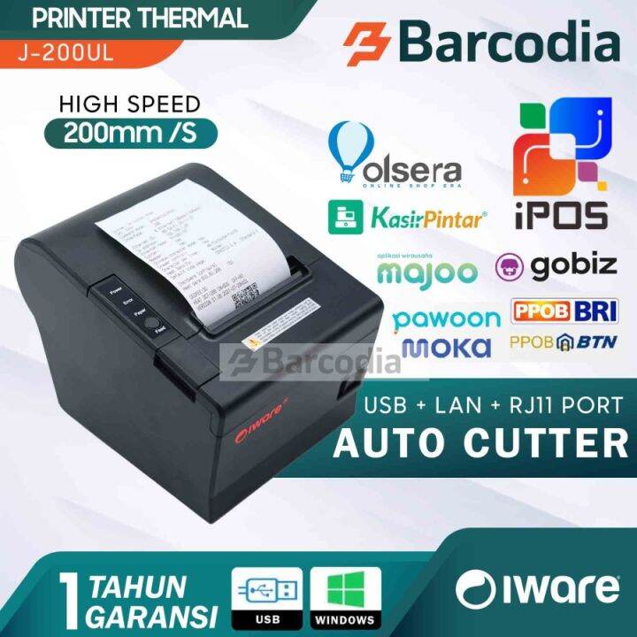 Printer Thermal 80mm Iware IW-J200UL ( USB + LAN + RJ11 ) Auto Cutter ...