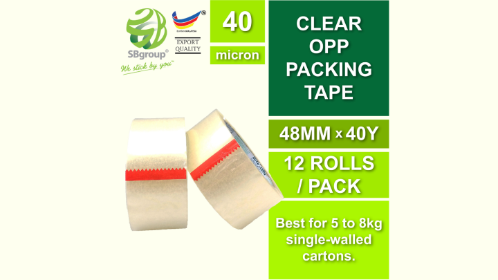 40μ x 48mm x 40y (yards) Clear / Brown (non-opaque) OPP Packing Tapes ...