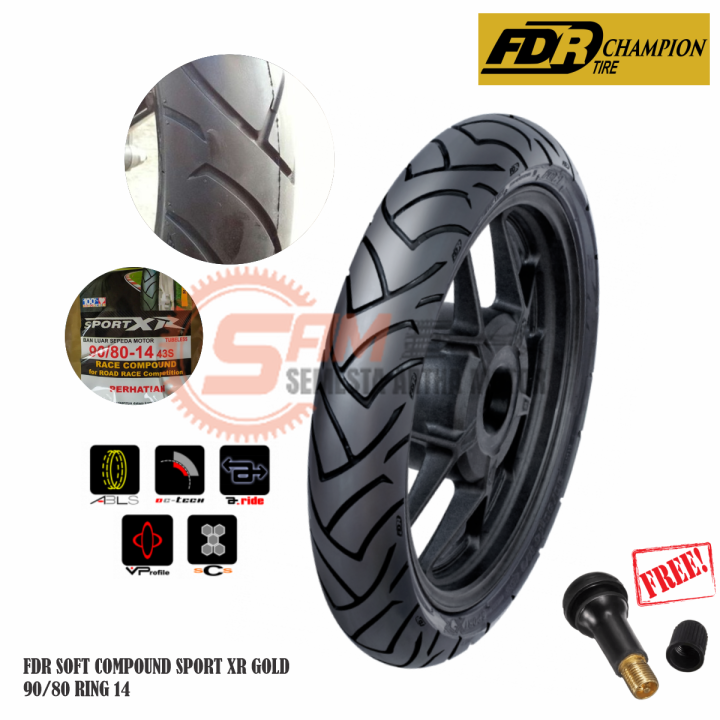 Ban Luar FDR Sport XR Gold Soft Compound 90/80 Ring 14 Tubeless Motor ...