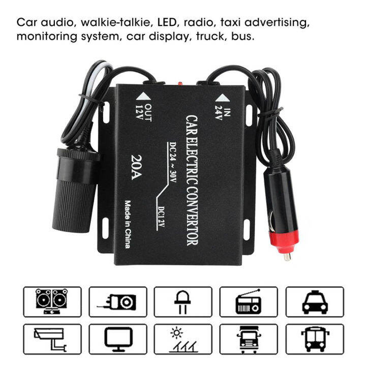 🚚【Ready Stock】20A Car Power Supply Converter Step Down Transformer 24V ...