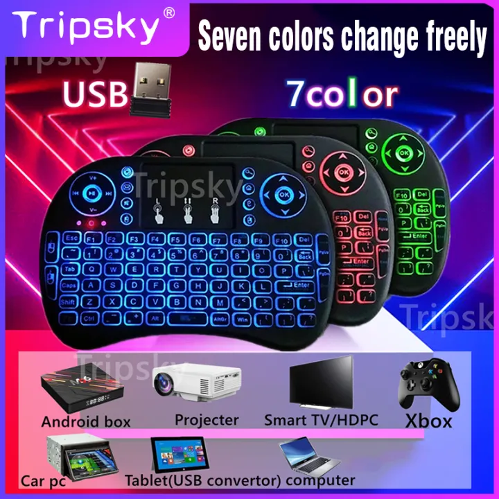 (2022 Edition Chipset) 7 Colors LED Backlit Mini Wireless Keyboard with ...