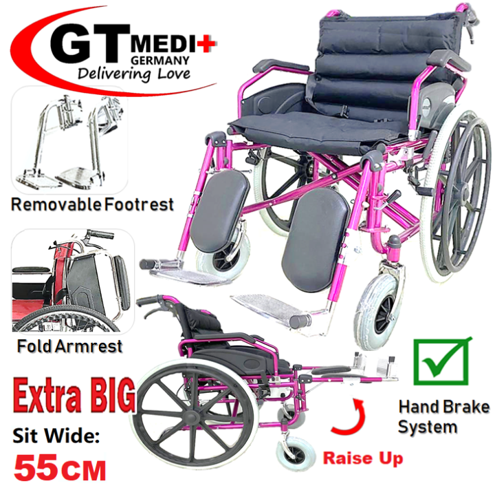 【EXTRA BIG Sit Wide】 GT MEDIC GERMANY Lightweight Wheelchair Foldable ...