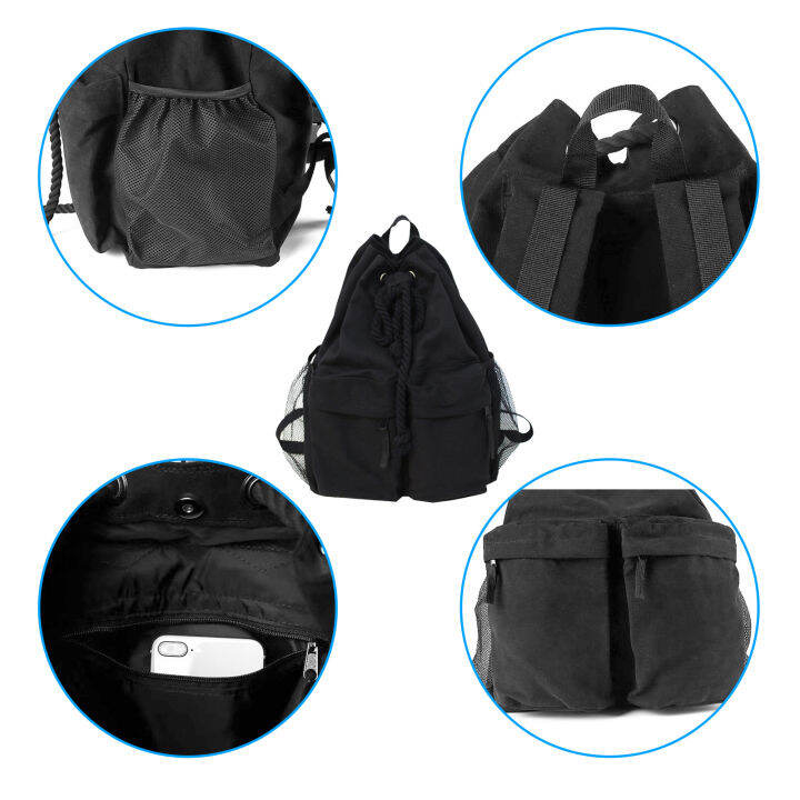 Canvas Backpack Men Women Washable School Backpacks With Drawstring ...