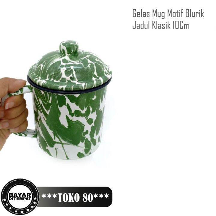 Gelas Mug Enamel Cangkir Jadul Blurik Blirik 10cm - Gelas Mug Loreng ...
