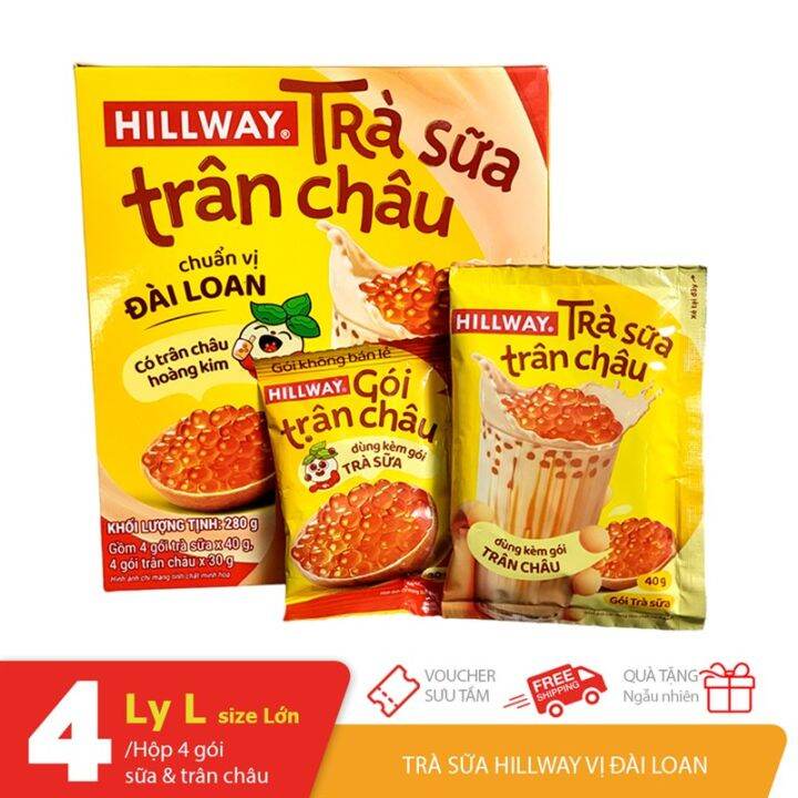 Hộp 04 gói trà sữa size L trà sữa trân châu hoàng Kim chuẩn vị Đài Loan Hillway | Lazada.vn