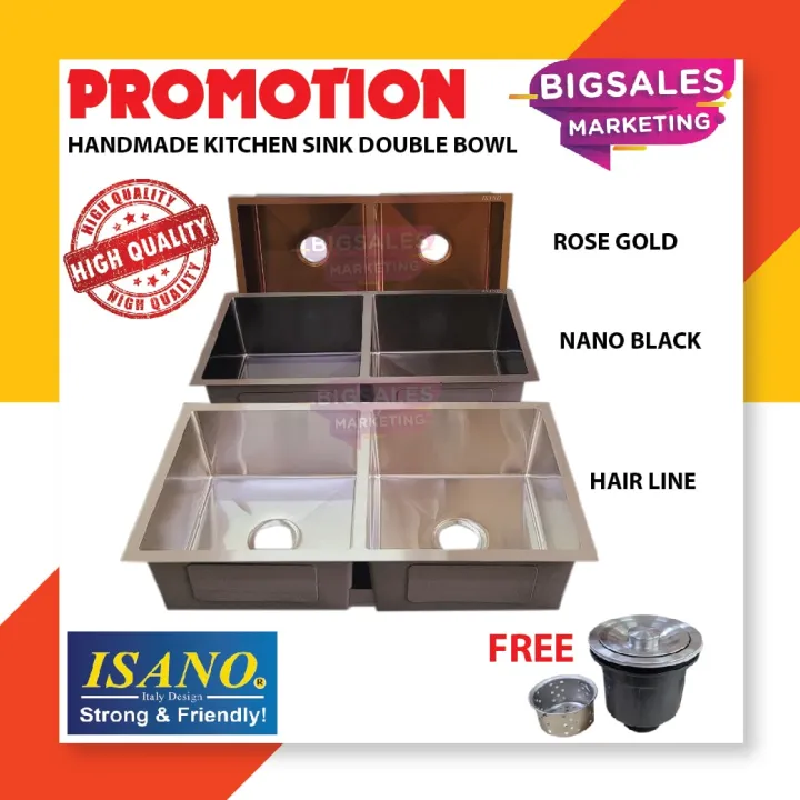 ISANO NEW MODERN DESIGN Premium Nano Kitchen Sink 100% Fully Stainless ...