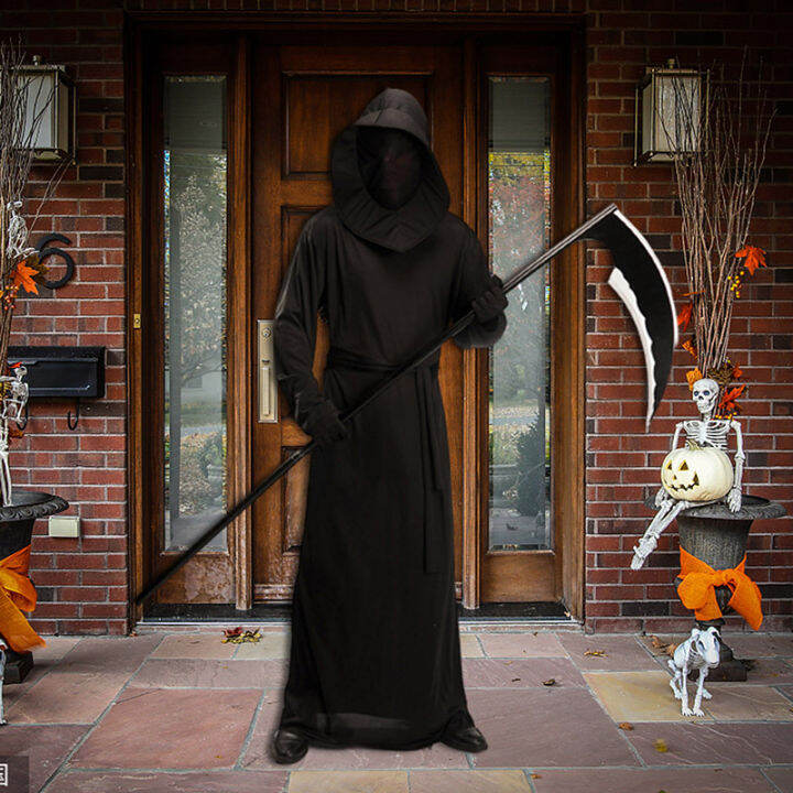 Adult Grim Reaper Costume Men's Horror Death Robe with Belt Halloween ...