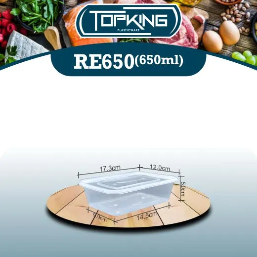 650ml TOP KING CLEAR AND BLACK FOOD STORAGE -650 MICROWAVABLE OVEN SAFE ...
