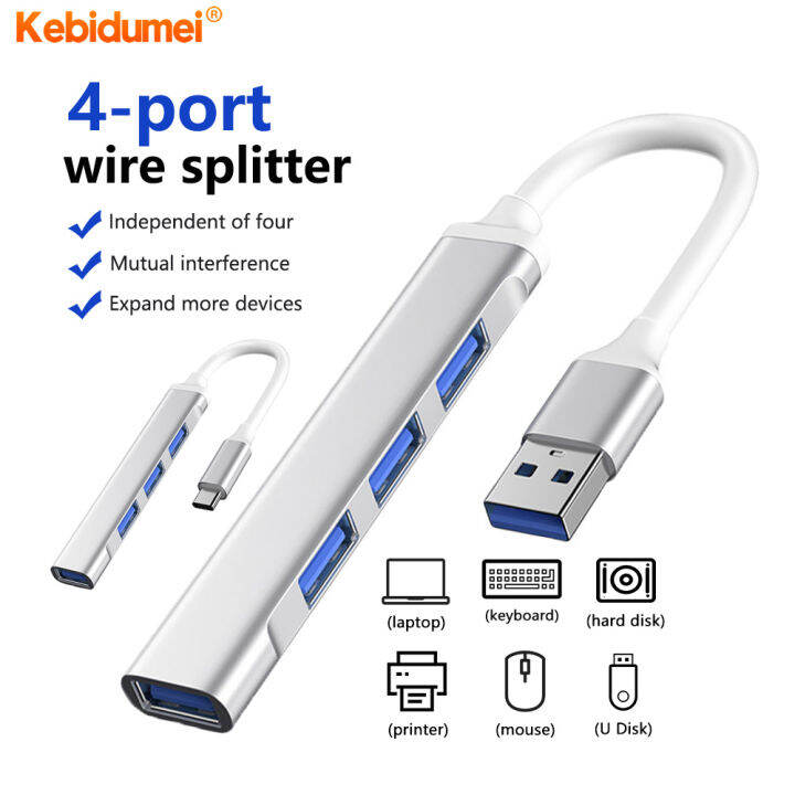 Kebidumei Hub USB nhiều loại C Bộ chia chuyển đổi 4 trong 1 bộ chia USB ...