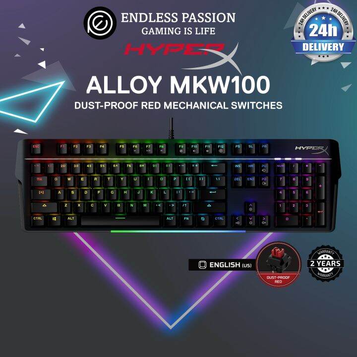 HyperX Alloy MKW100 Mechanical Gaming Keyboard, Dynamic RGB Lighting, Onboard Memory to Save ...