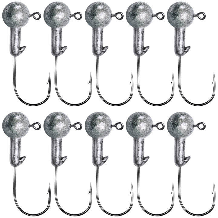 【Ready Stock】10pcs Crank Jig Round Ball Head Hook Jigs Bait Soft Worm ...