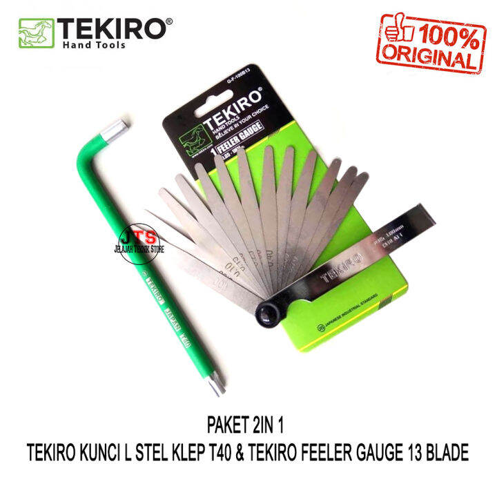 PAKET 2IN1 Alat Stel Klep Motor Tekiro Kunci L Setel Klep Bintang T40 Hijau & Tekiro Feeler ...