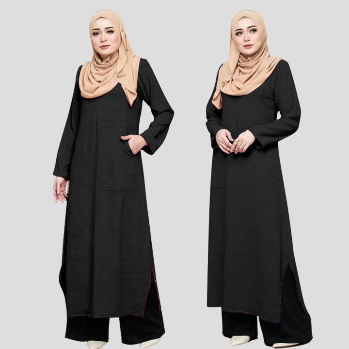 Side Pocket Mini Jubah Abaya Dress Plain Mini Jubah For Women – Mini ...