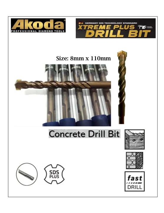 AKODA SDS Plus Xtreme Plus Drill Bit- 8mm x 110mm | Lazada