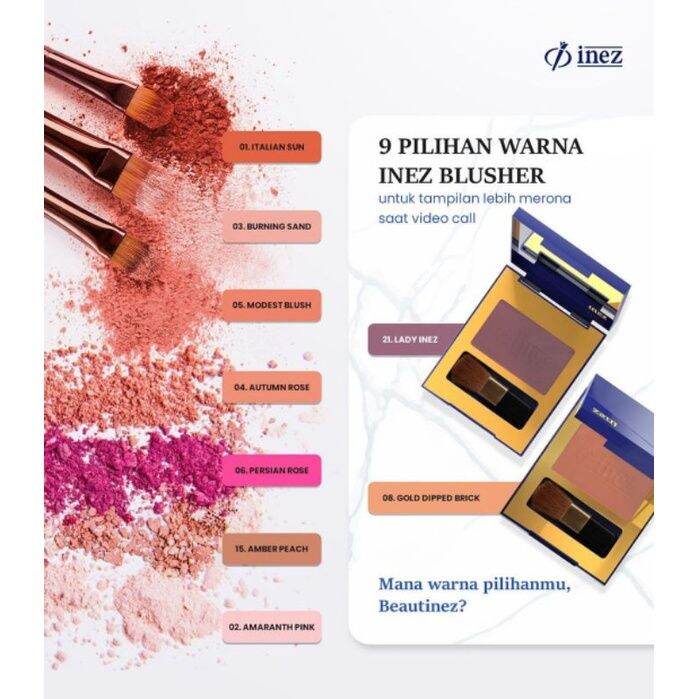 Blush On Inez Color Contour Plus Blusher, Perona Pipi Halal | Lazada Indonesia