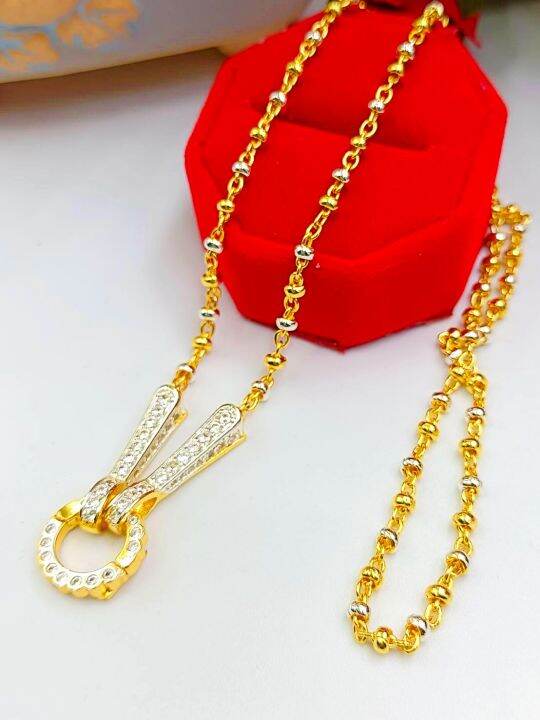 CW56 สร้อยคอสองกษัตริย์ ขั้วเพรช ตะขอปั็ม 92.5% ***ยาว20นิ้ว***ฝังเพรช ...