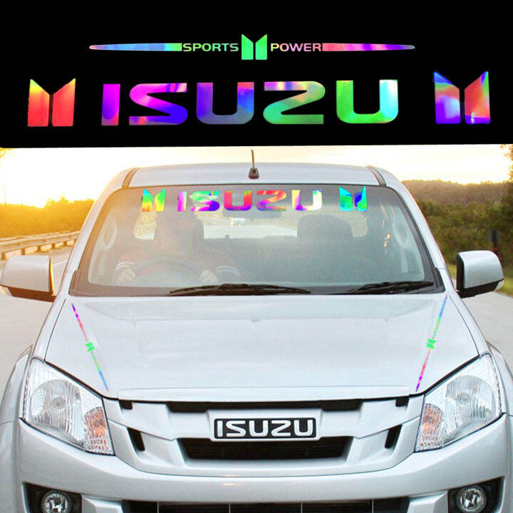 ISUZU Windshield Stickers Laser Waterproof Rainbow Front Rear Car ...