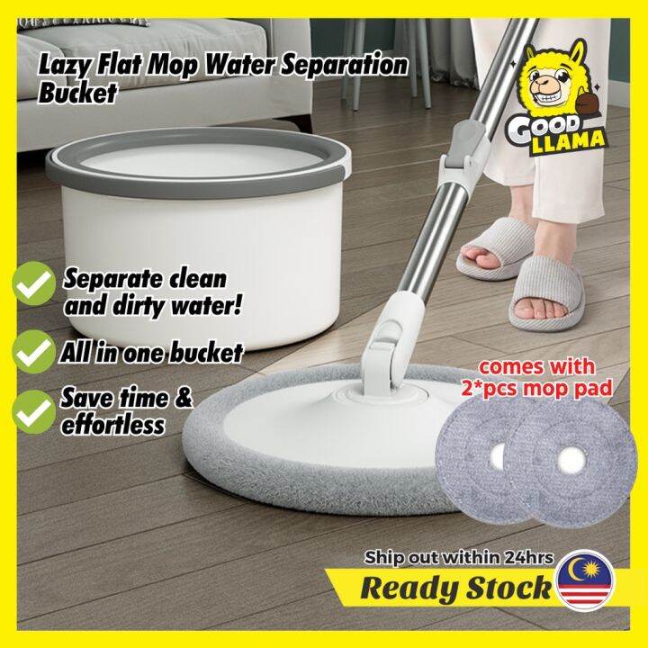 Water Separation Self-Wring Flat Spin Lazy Mop Round Bucket Rotation ...